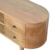 Rounded Solid Mango Wood Media Unit with Drawers & Open Shelves ...