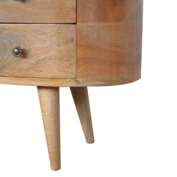 Rounded Solid Mango Wood Media Unit with Drawers & Open Shelves ...